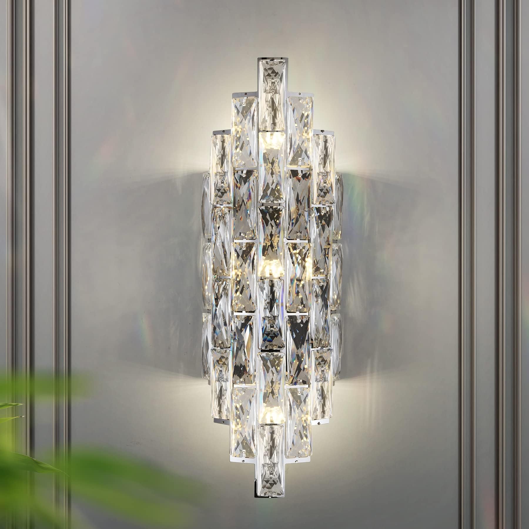 Modern Crystal Wall Sconces,Chrome Wall Light Fixtures, Luxury Indoor ...