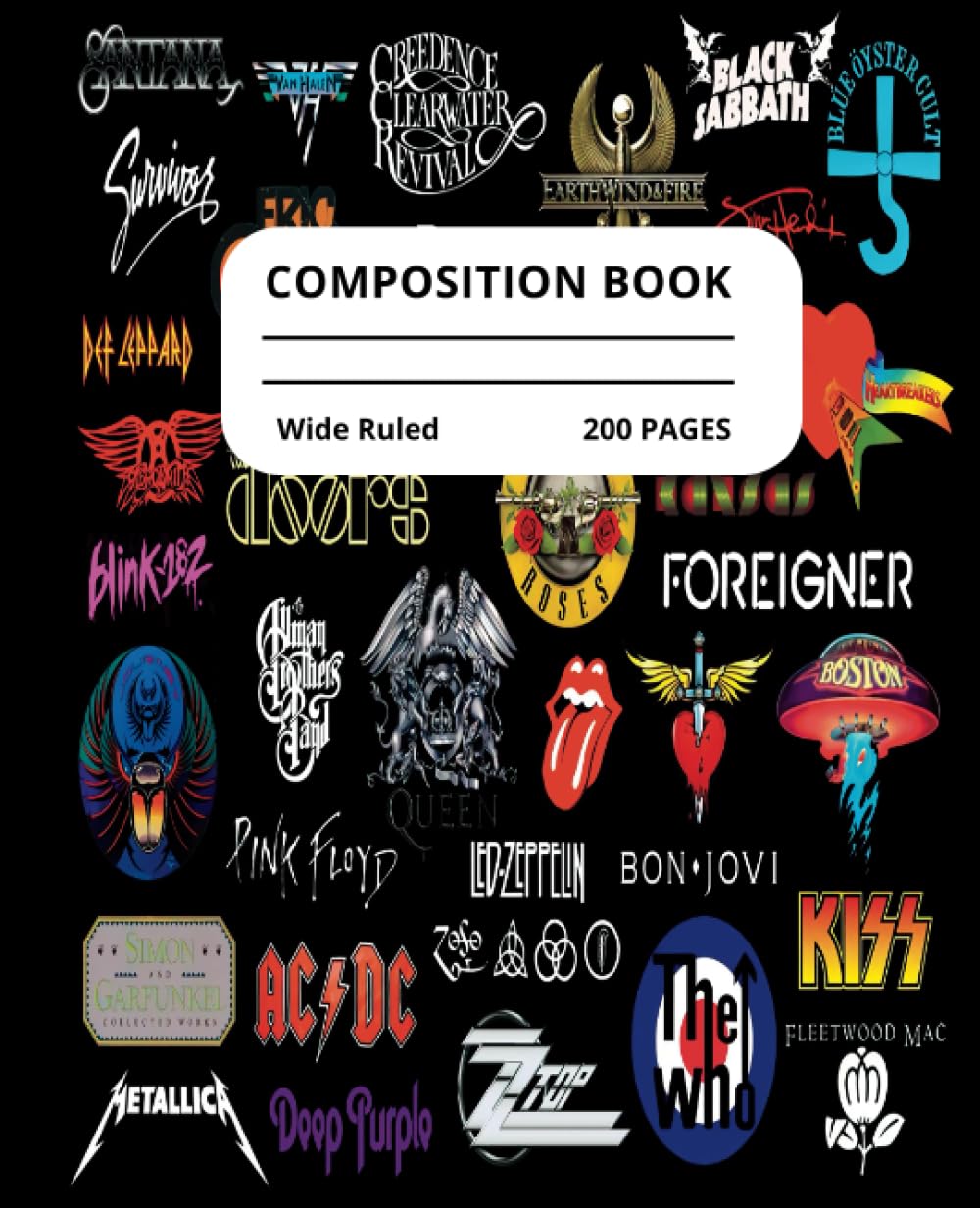 Amazon.com: Rock Bands Composition: Rock Band inspired 200 wide-Ruled ...