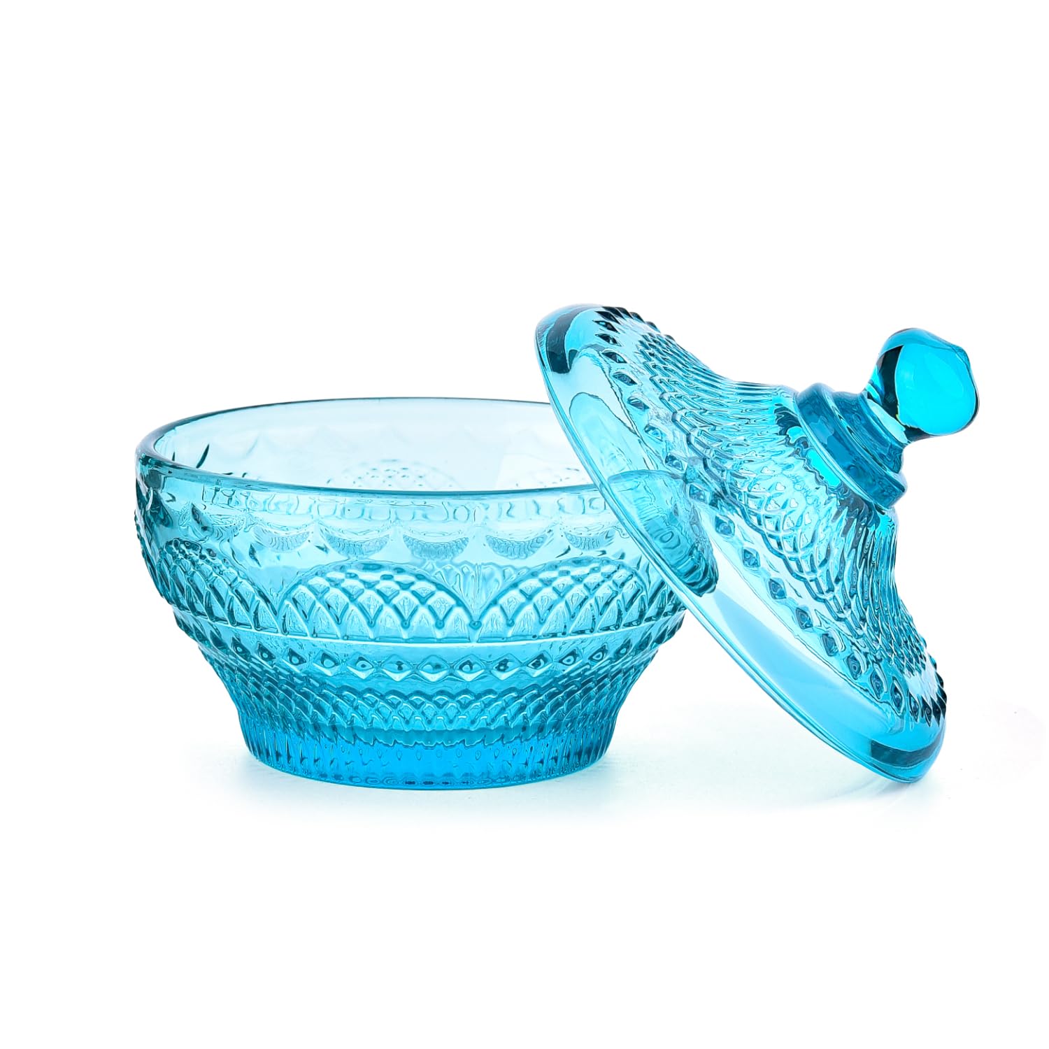 Amazon.com | Sungmor Vintage Embossed Glass Candy Storage Jars w/Lid ...