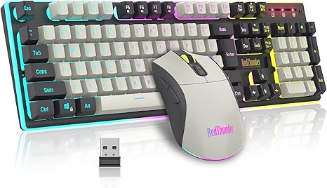 RedThunder K10 Wireless Gaming Keyboard and Mouse Combo, LED Backlit ...