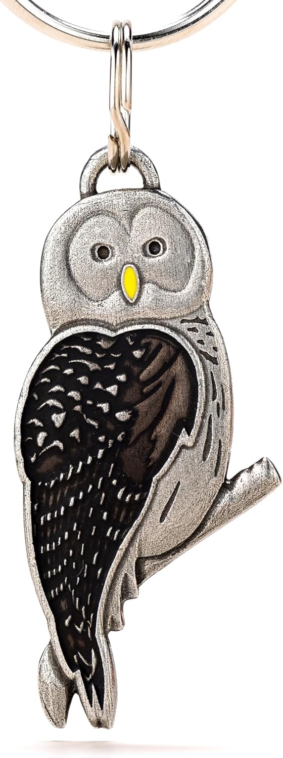 DANFORTH Barred Owl Keychain - Handcrafted Pewter - 2 1/8 Inches Tall ...