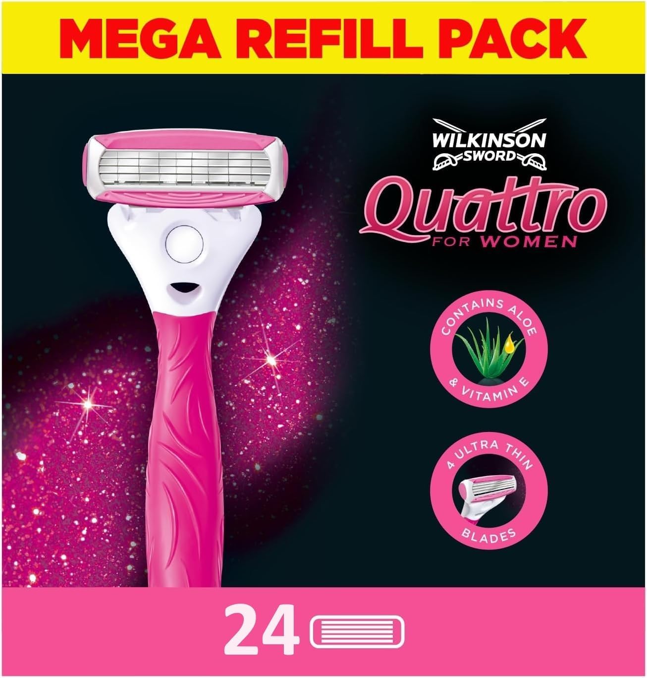 WILKINSON SWORD - Quattro For Women | Smooth Glide | Pack of 24 Razor ...