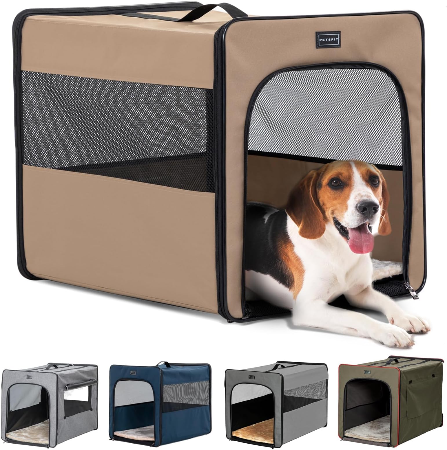 Petsfit Collapsible Dog Crate, Upgrade Zipper and Strengthen The Seam ...