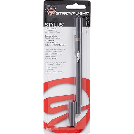 Streamlight 65006 Stylus 2-Lumen Red LED Pen Light with 3 AAAA Alkaline ...