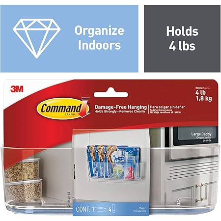 Amazon.com: Command Medium Caddy, Clear, with 4 Clear Indoor Strips ...