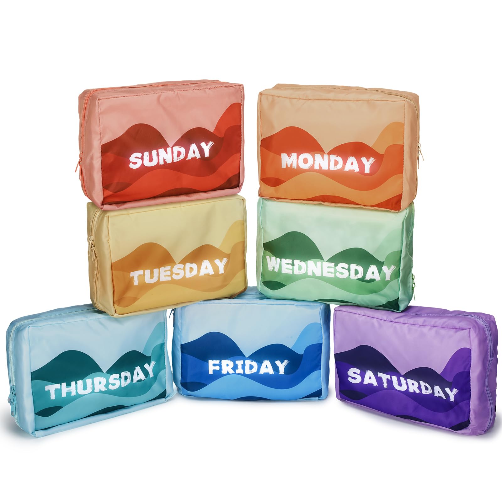 Amazon.com: Paterr 7 Pcs Days of Week Packing Cubes Colorful Luggage ...