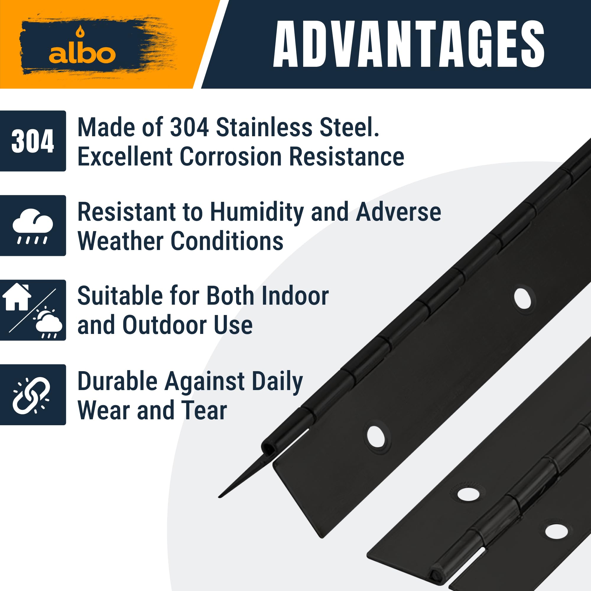 Snapklik.com : ALBO 30 Inch Black Heavy Duty Piano Hinge Continuous ...