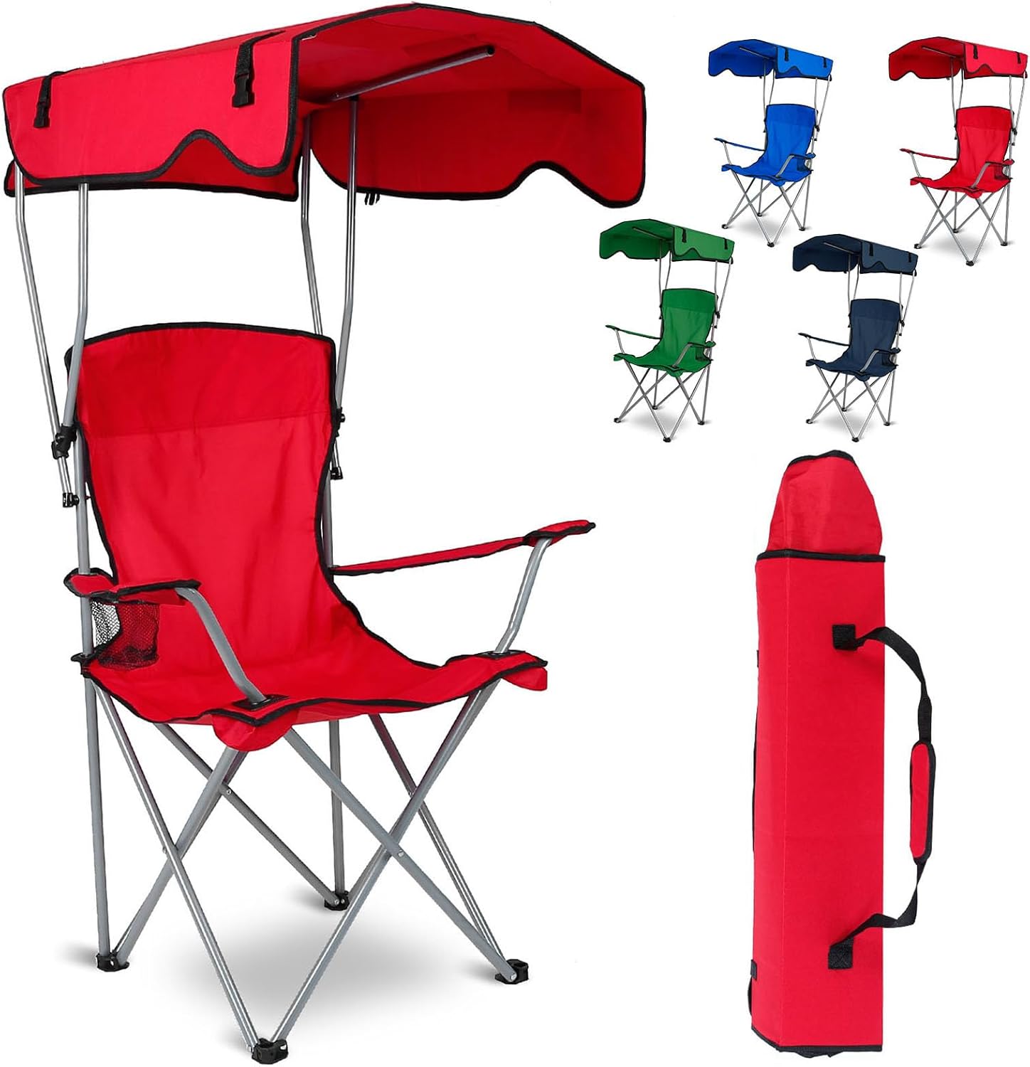 Amazon.com: KOCASO Foldable Camping Chair with Canopy - Sun Protection ...