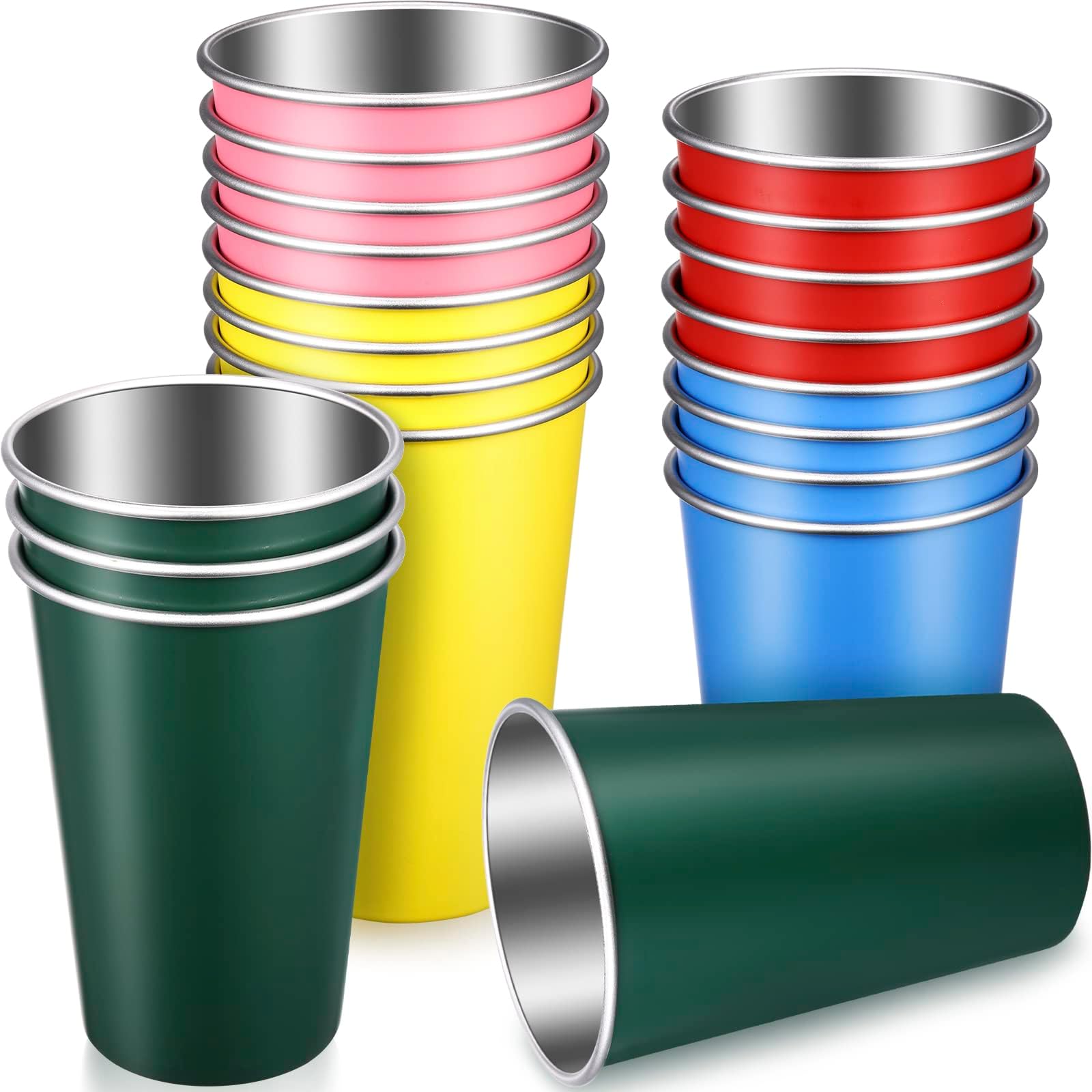 Amazon.com | Pint Glasses Stainless Steel Pint Glasses Stackable Metal ...