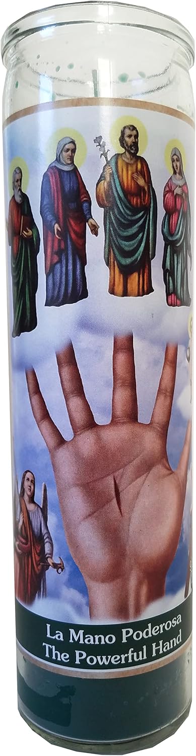 Amazon.com: Powerful Hand (La Mano Poderosa) Green Devotional Candle : Home & Kitchen