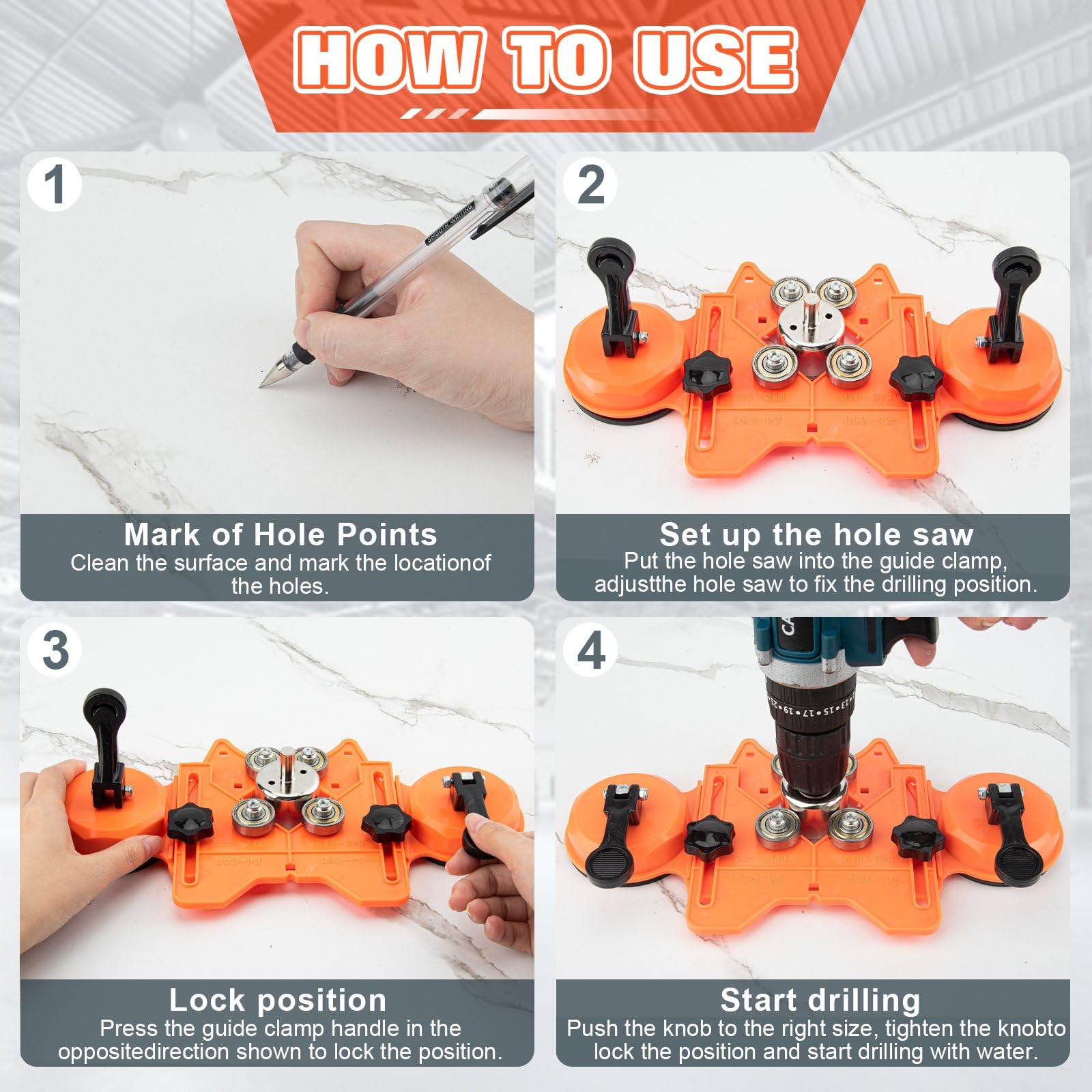 Diamond Hole Saw Kit, Tile Hole Saw with Double Suction Cups Hole Saw ...