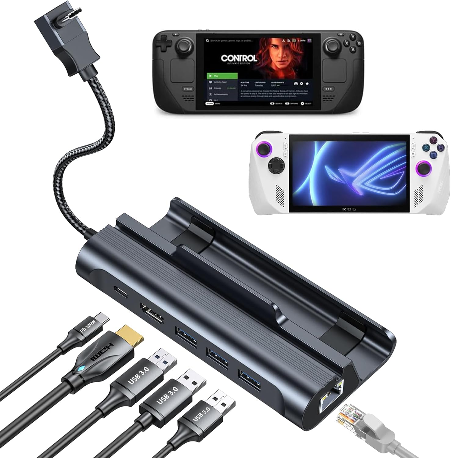 Amazon.com: Docking Station for Steam Deck/ROG Ally, 6-in-1 Steam Deck Dock with HDMI 4K@60Hz ...