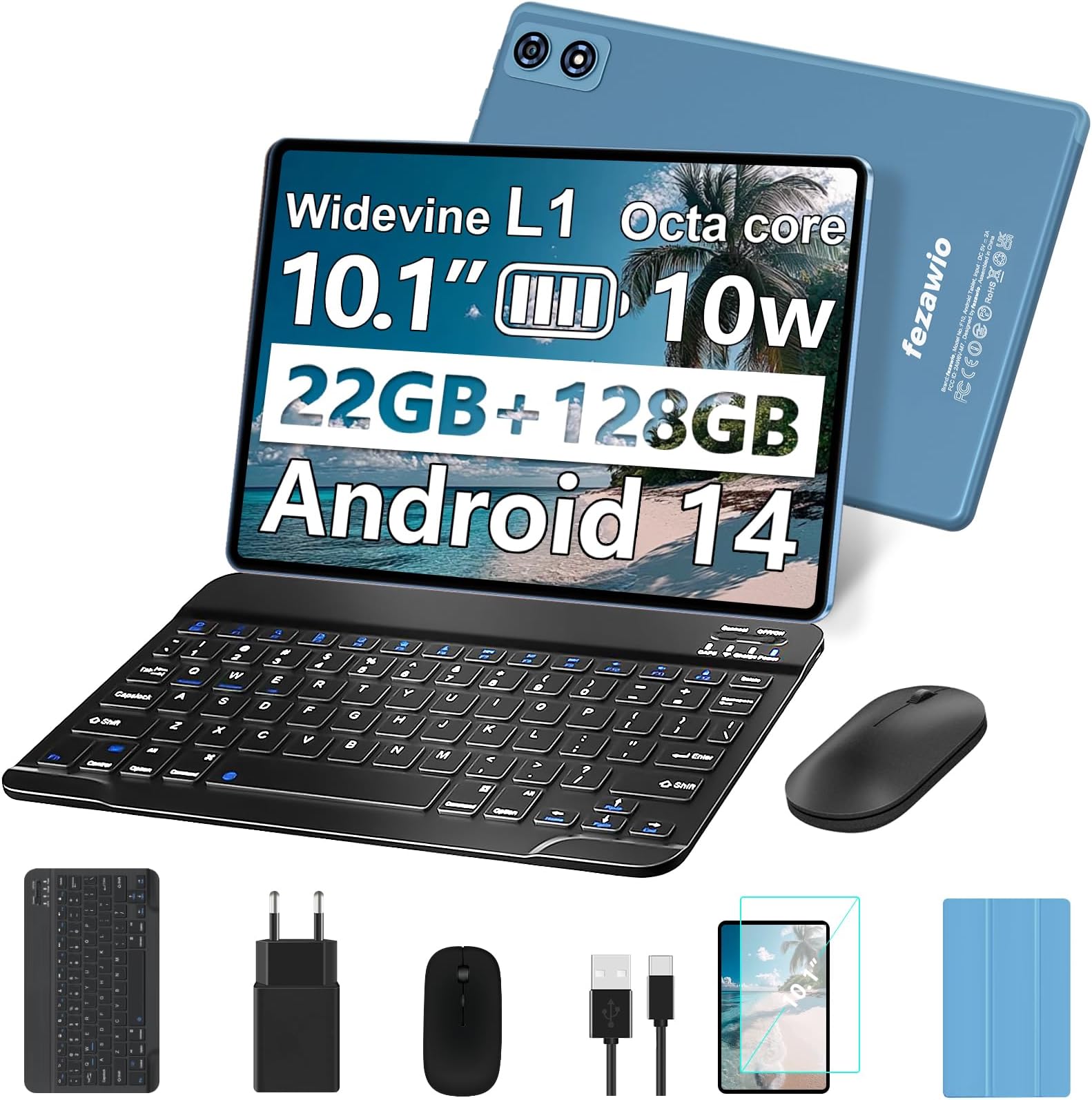 Tablette 2025 Nouvelle 10 Pouces Android 14 avec 22Go RAM 128Go ROM ...