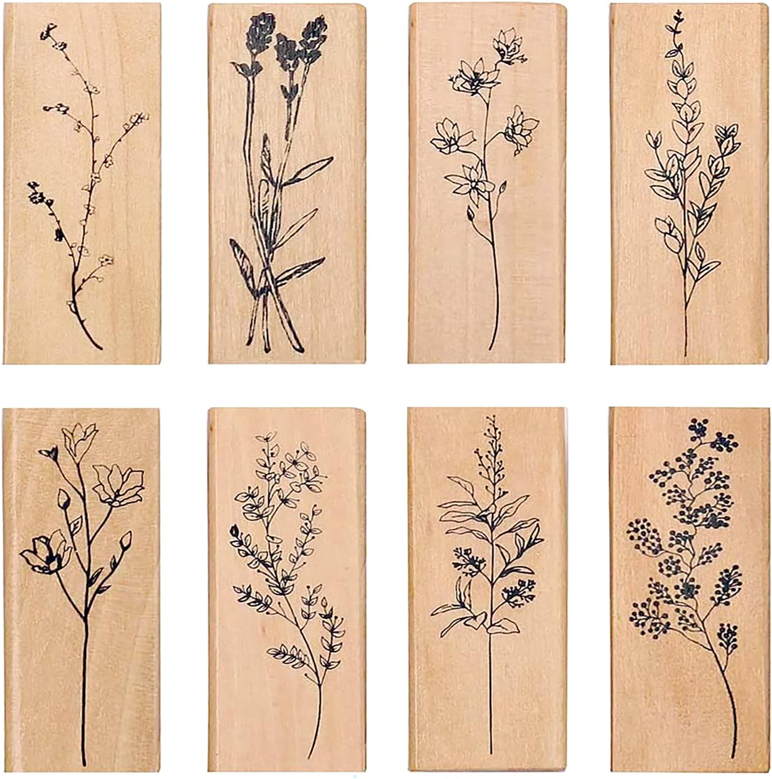 Amazon.com: Floral Decorative Wood Rubber Stamps,ZMLSED 12pcs Vintage ...