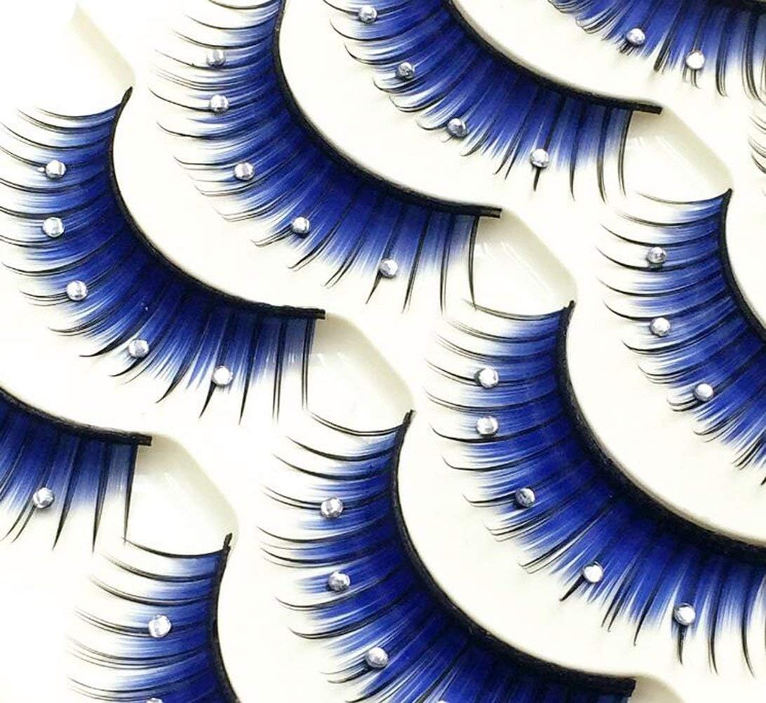 Amazon.com: 5 Pairs Blue Color Feather Eye Lashes Makeup False ...