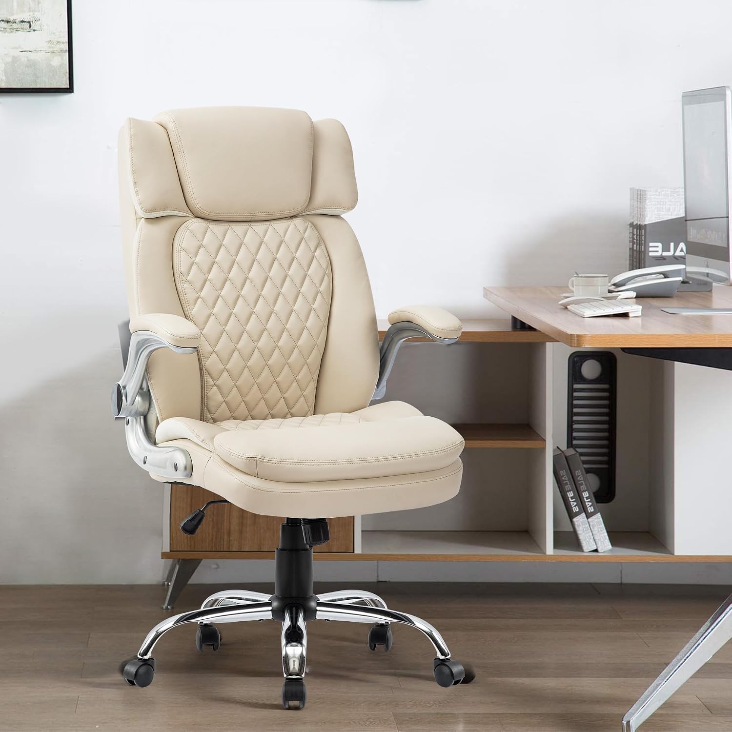Amazon.com: HOMYEDAMIC High Back Office Chair with Adjustable Arms, PU ...
