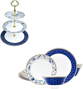 Amazon.com | ACMLIFE Fine Bone China Dinnerware Set with Porcelain Cake ...