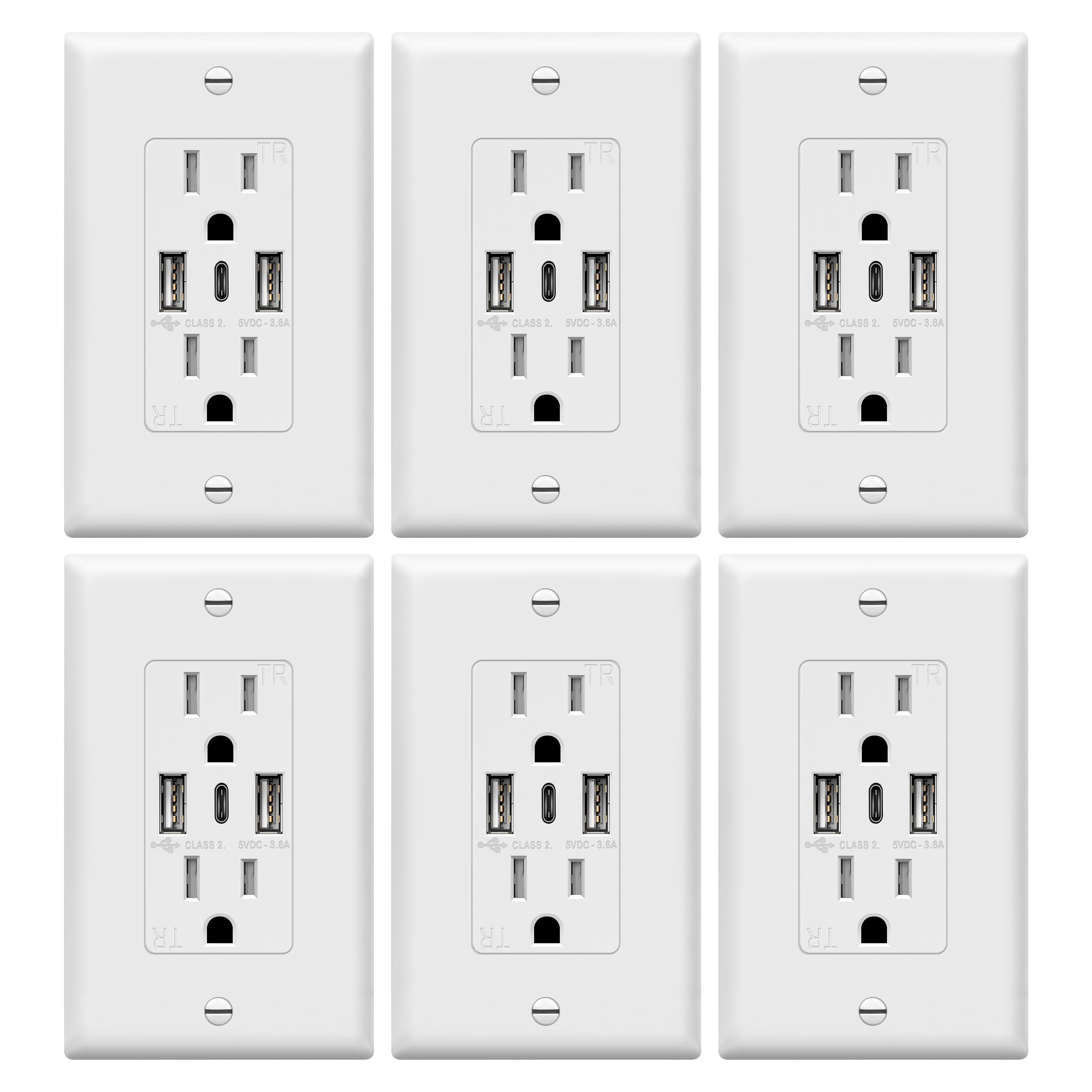 Snapklik.com : TOPGREENER USB Outlet, 3-Port Type C 36A 18W USB Wall ...