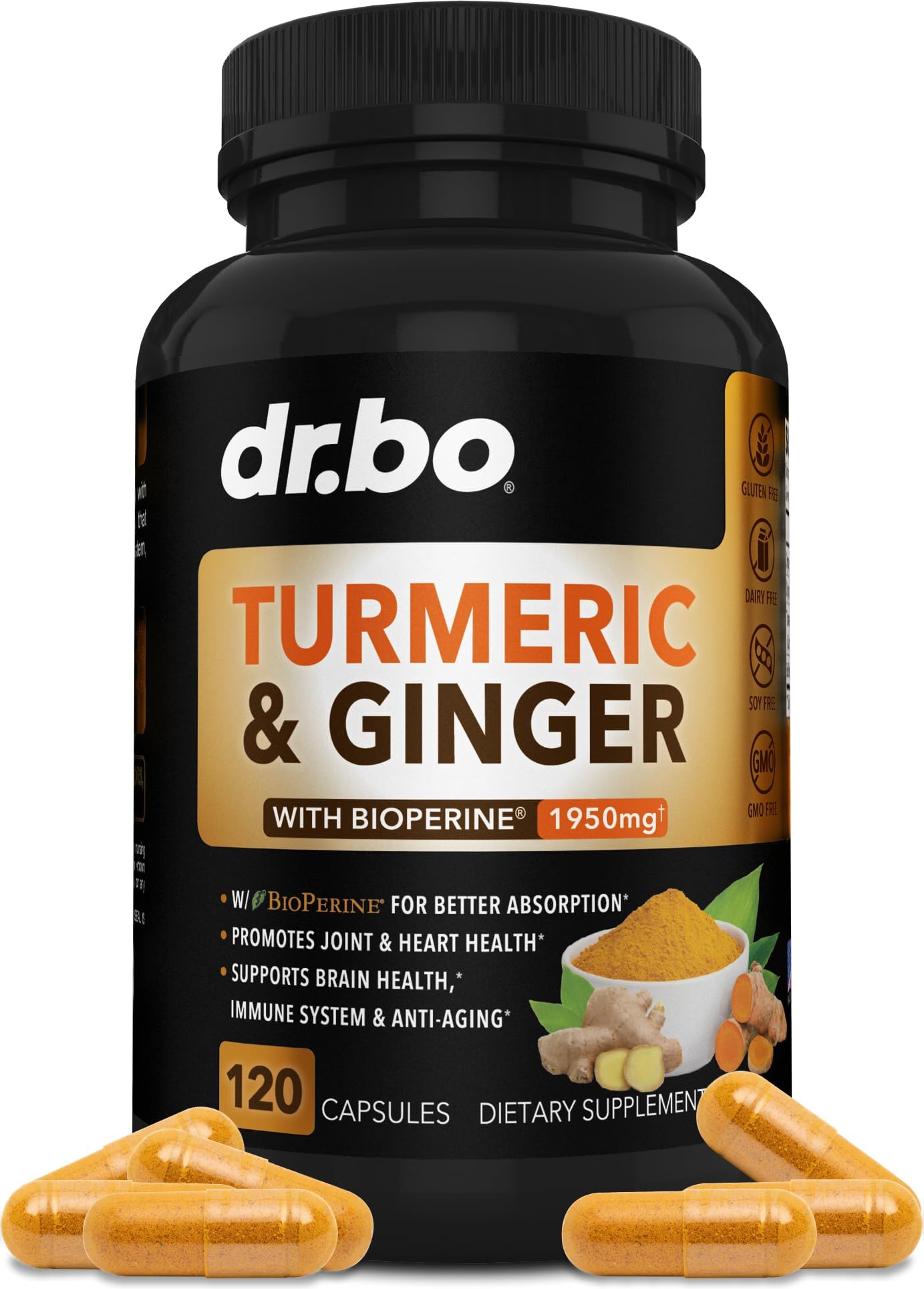 Amazon.com: Vegan Turmeric and Ginger Supplement - 1600mg - Joint ...