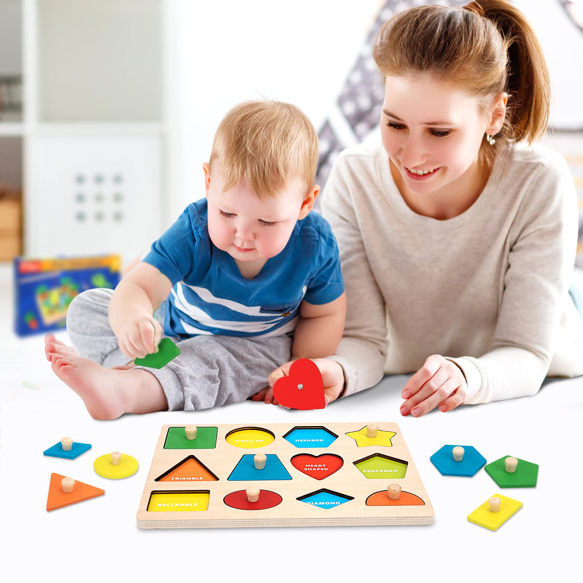 Montessori Shape Matching Toy YARNOW Wooden Geometric Shape Puzzle ...