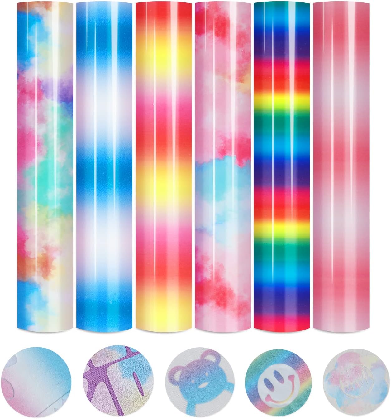 Amazon.com: Tintnut Tie Dye Puff Vinyl Heat Transfer 3D - 6 Sheets 12 X ...