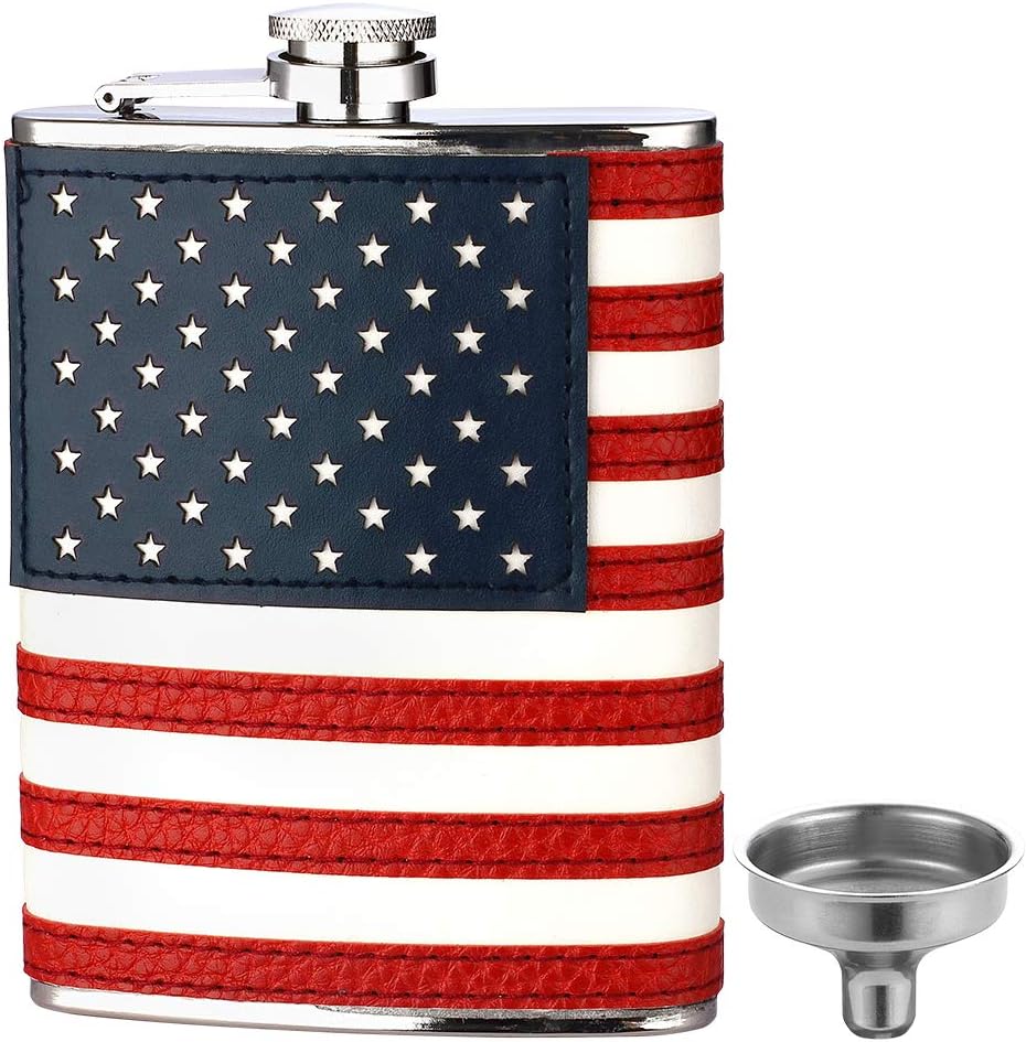 Amazon.com | JXS 8oz 18/8#304 Stainless Steel Hip Flask, American Flag ...