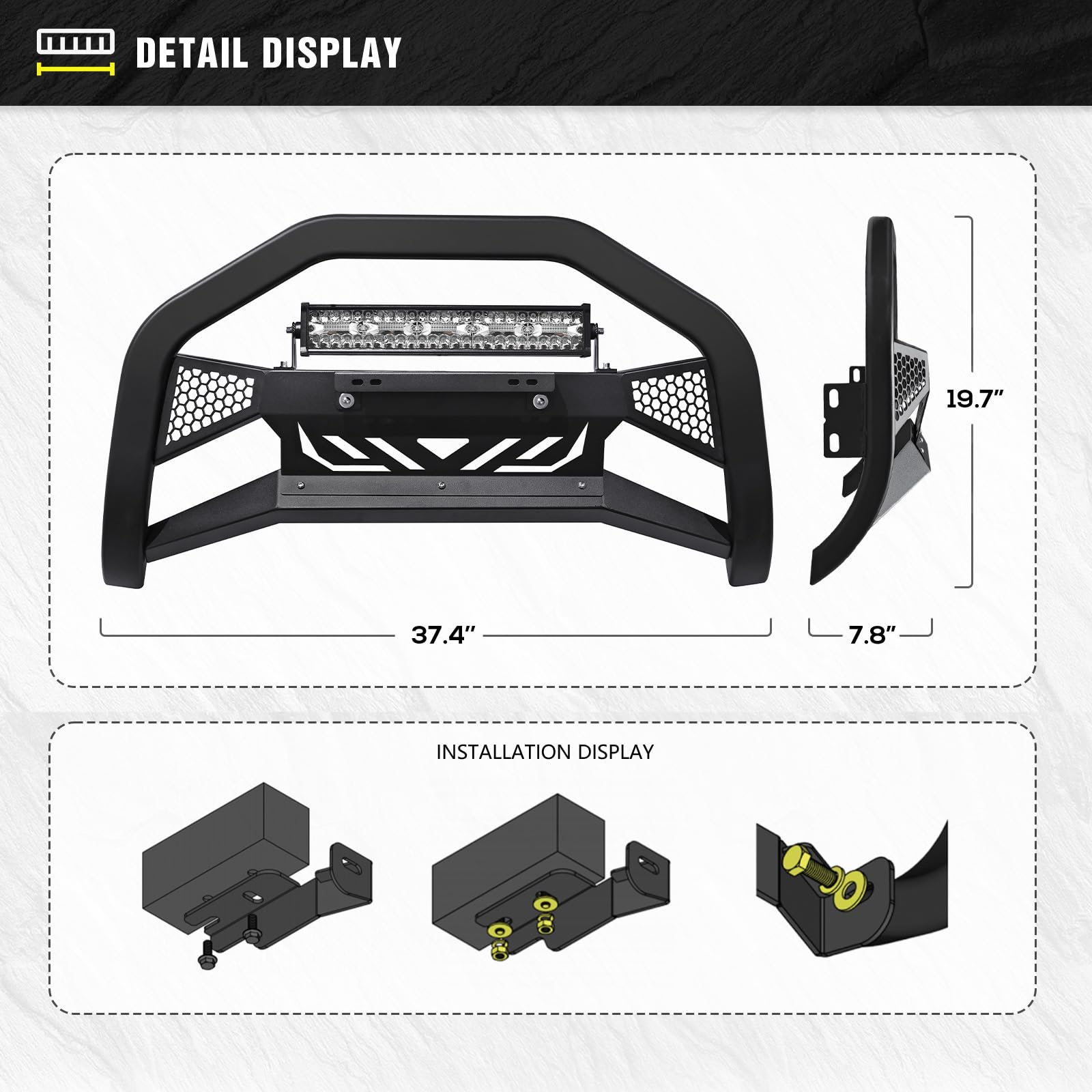 DNA MOTORING 3" Front Bumper Push Bull Bar Compatible With 04-16 F150