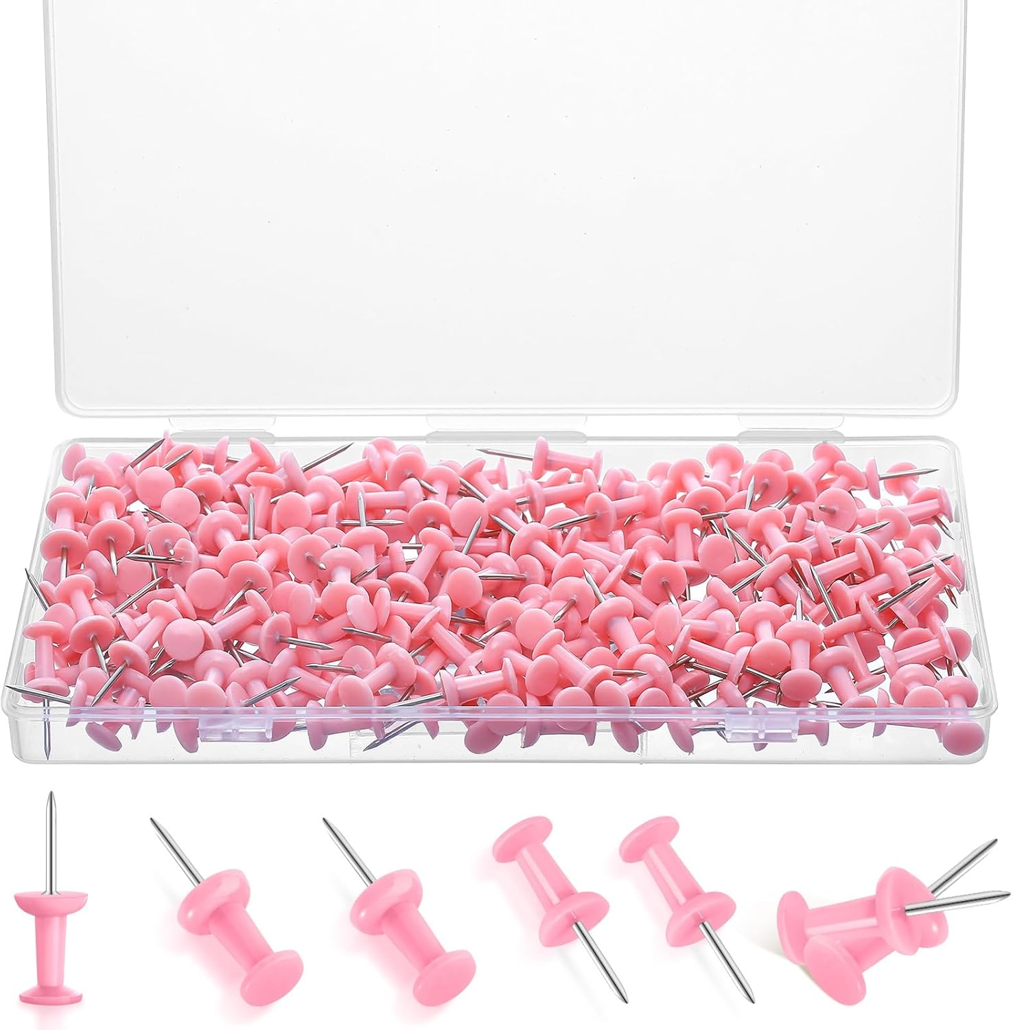 Amazon.com: 220 Count Pink Push Pins, Standard Plastic Head Steel Point ...