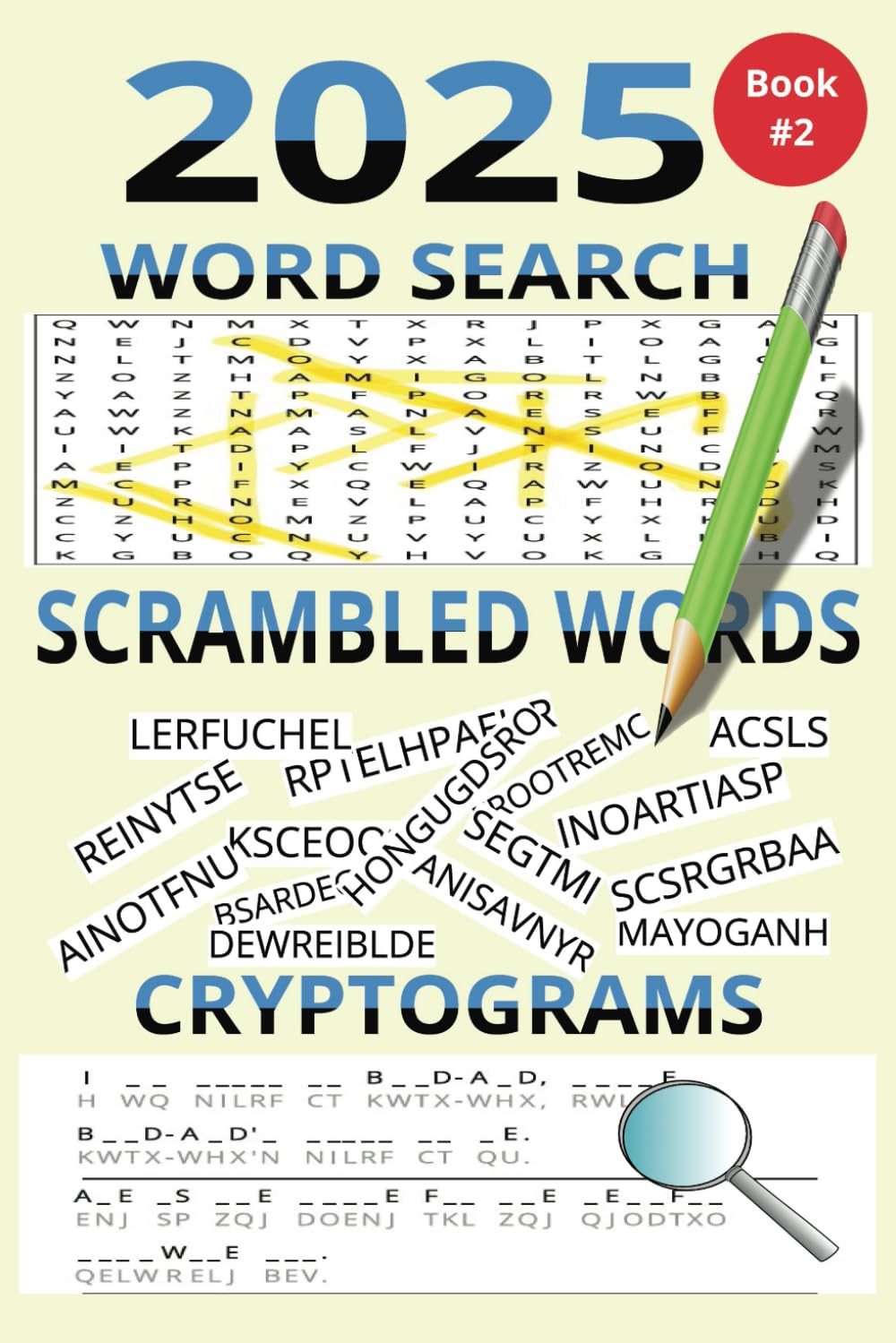 2025 Word Search Book #2 Scrambled Words Cryptograms: Books, Keldred ...