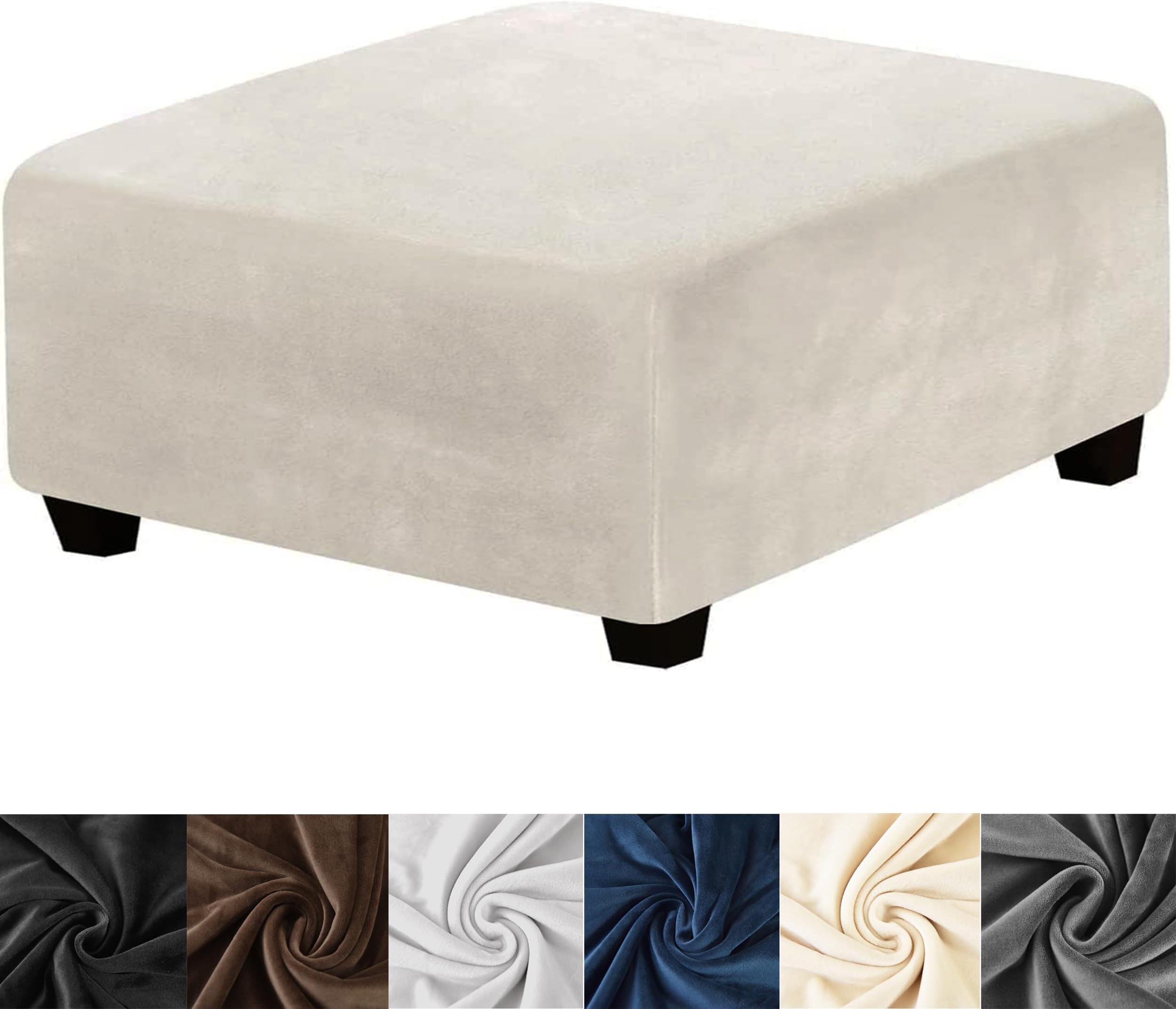 Amazon.com: HFCNMY Ottoman Cover Square,Stretch Velvet Square Ottoman ...