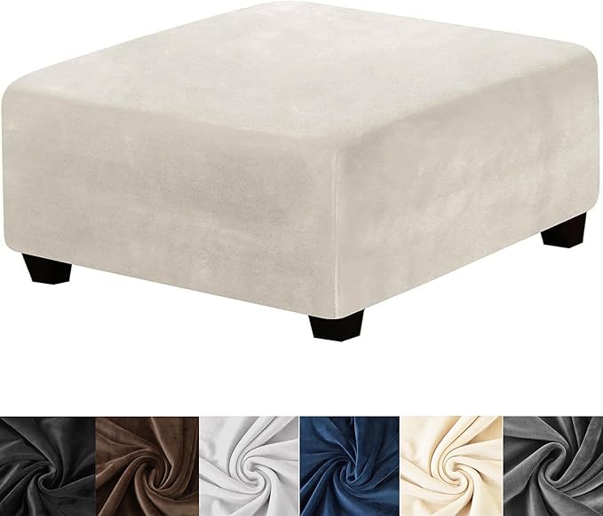 Amazon.com: HFCNMY Ottoman Cover Square,Stretch Velvet Square Ottoman ...