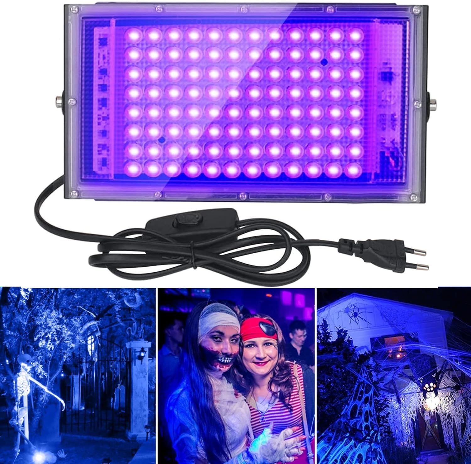 KERHAND 100W Powerful LED Blacklight Lamp,IP65 Waterproof UV Black ...