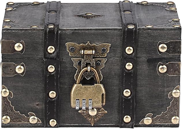 Amazon.com: ELLDOO Wooden Treasure Chest with Lock, Vintage Pirate ...