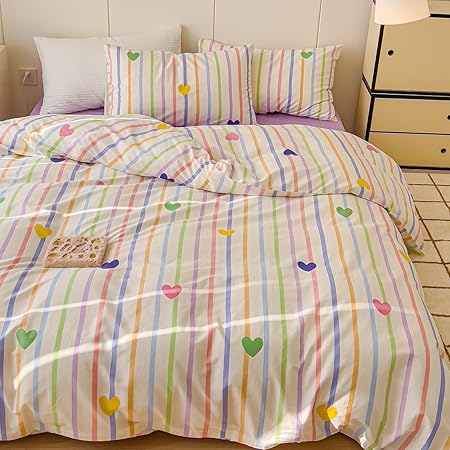 Amazon.com: BlueBlue Heart Kids Duvet Cover Set Twin 100% Cotton ...