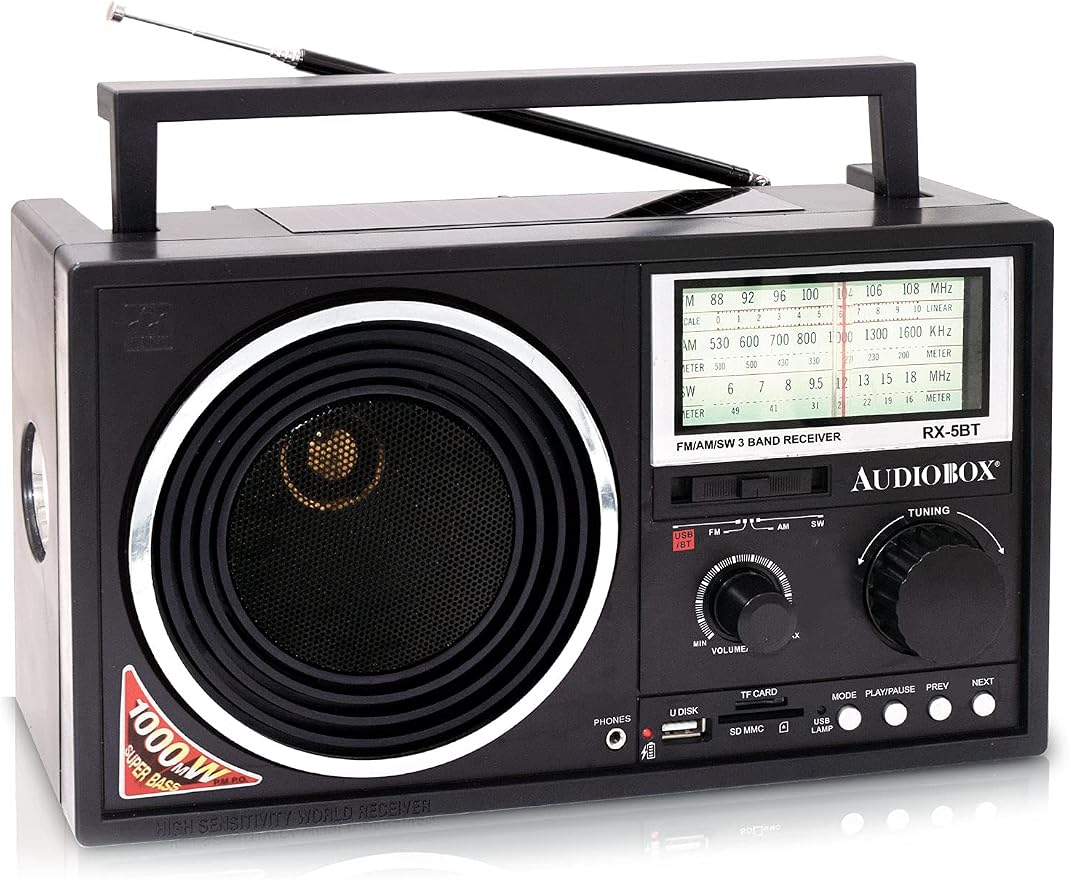 Amazon.com: Audiobox RX-5BT Rechargeable Solar Radio with Bluetooth ...