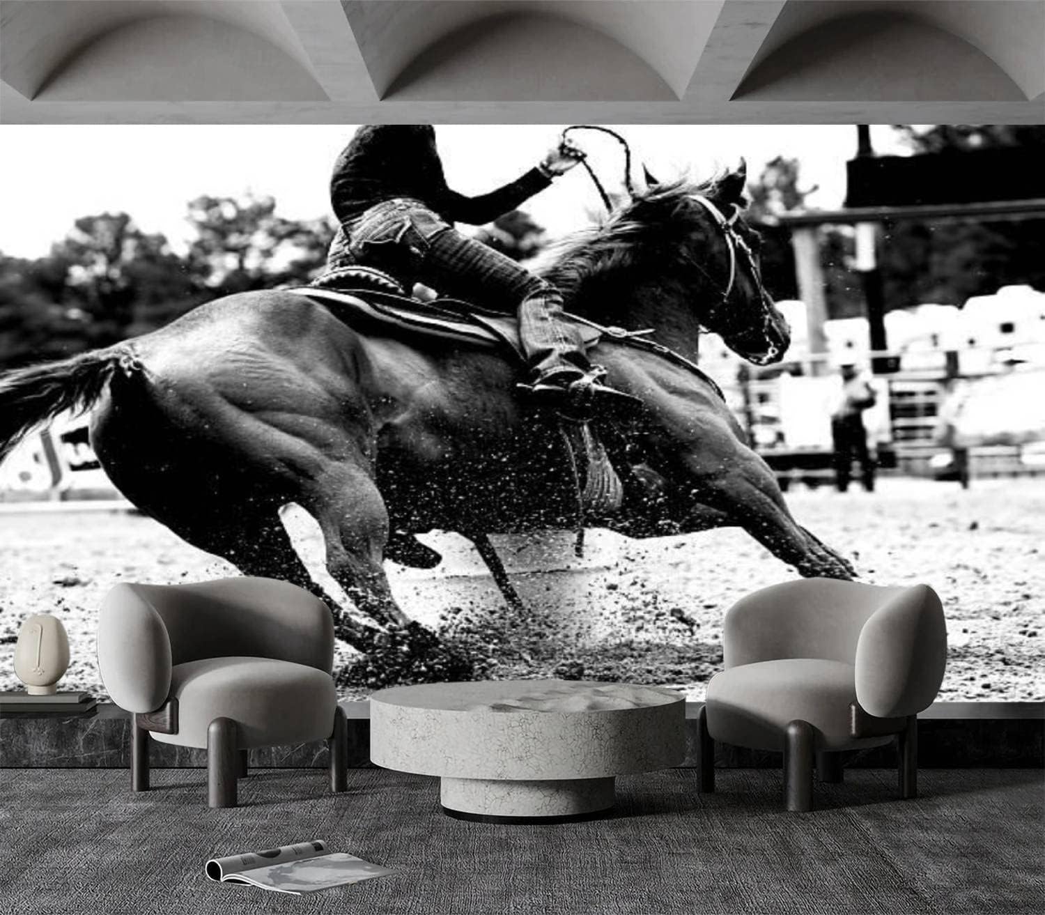 Vintage Rodeo Barrel Racing Closeup bw Cowboys and Pictures Canvas ...
