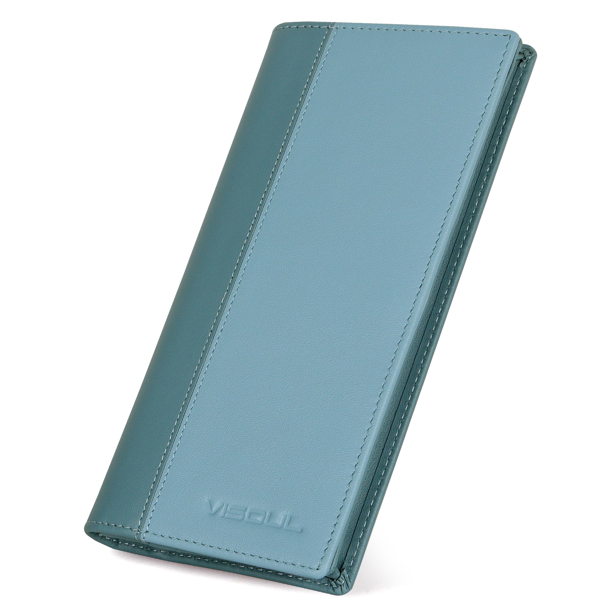 Amazon.com: VISOUL Leather Long Checkbook Bi-fold Wallets with Zipper ...