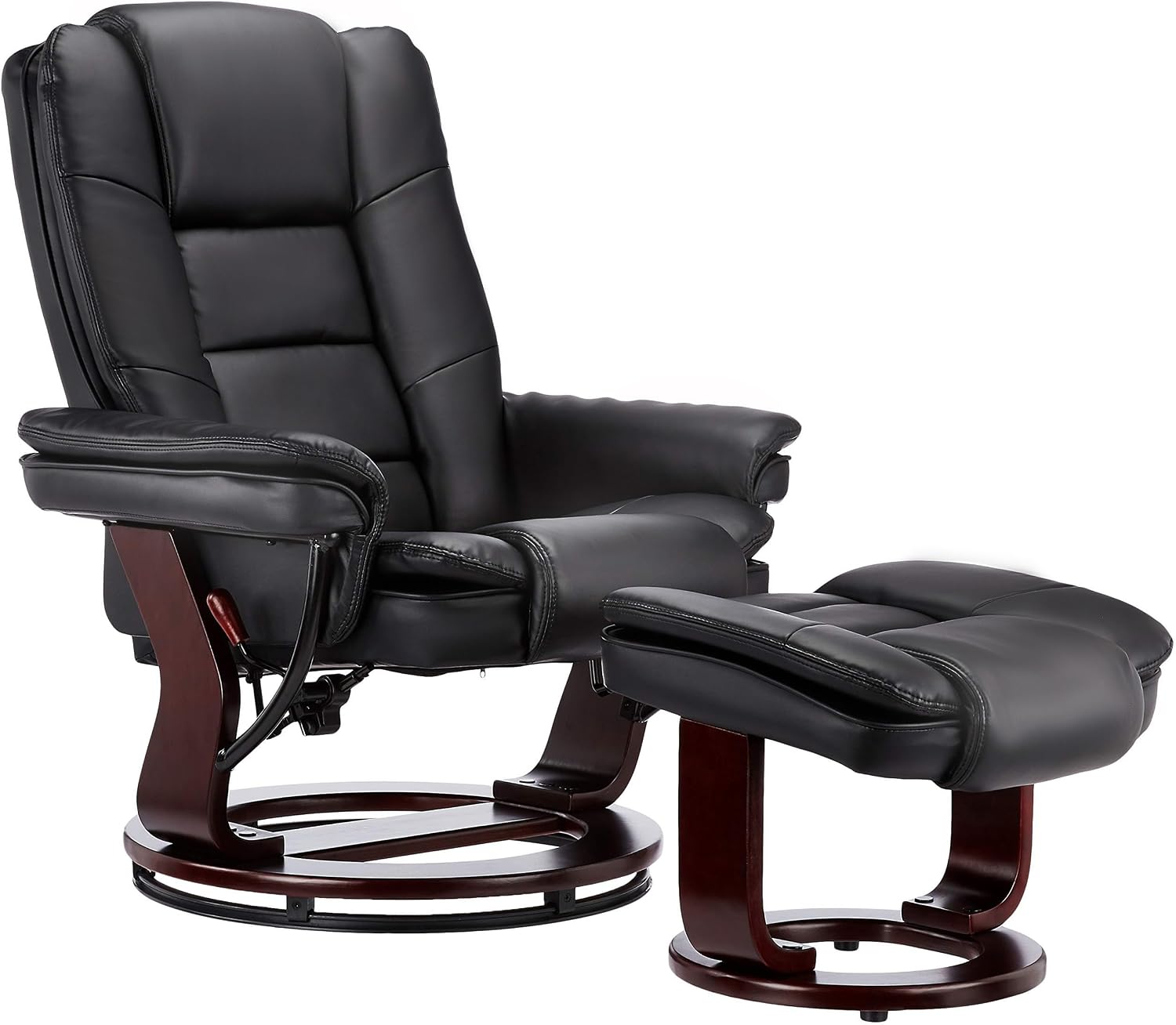 Amazon.com: SNUGWAY Swivel Recliner Chair with Ottoman Footrest Leather ...