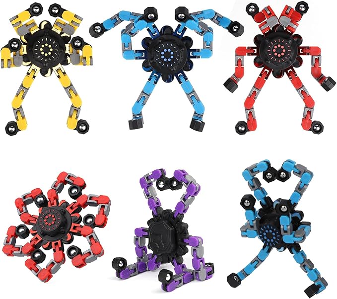 6 Pack Deformation Robot Fidget Spinner Toy for Children Adults, DIY ...