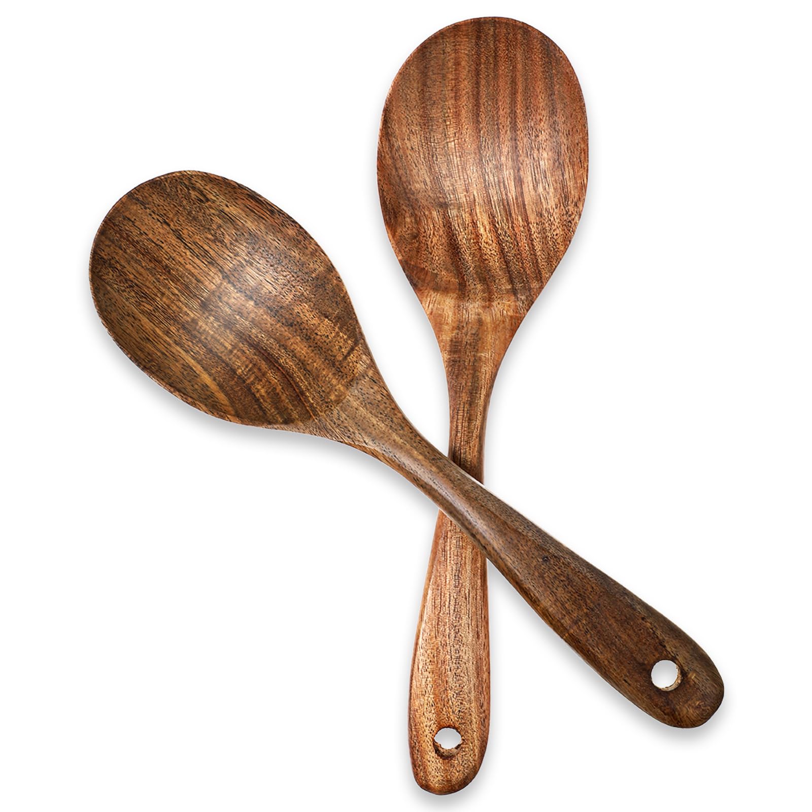 Amazon.com: Molain 2Pcs Long Handled Wooden Spoons, 10inch Heavy Duty ...