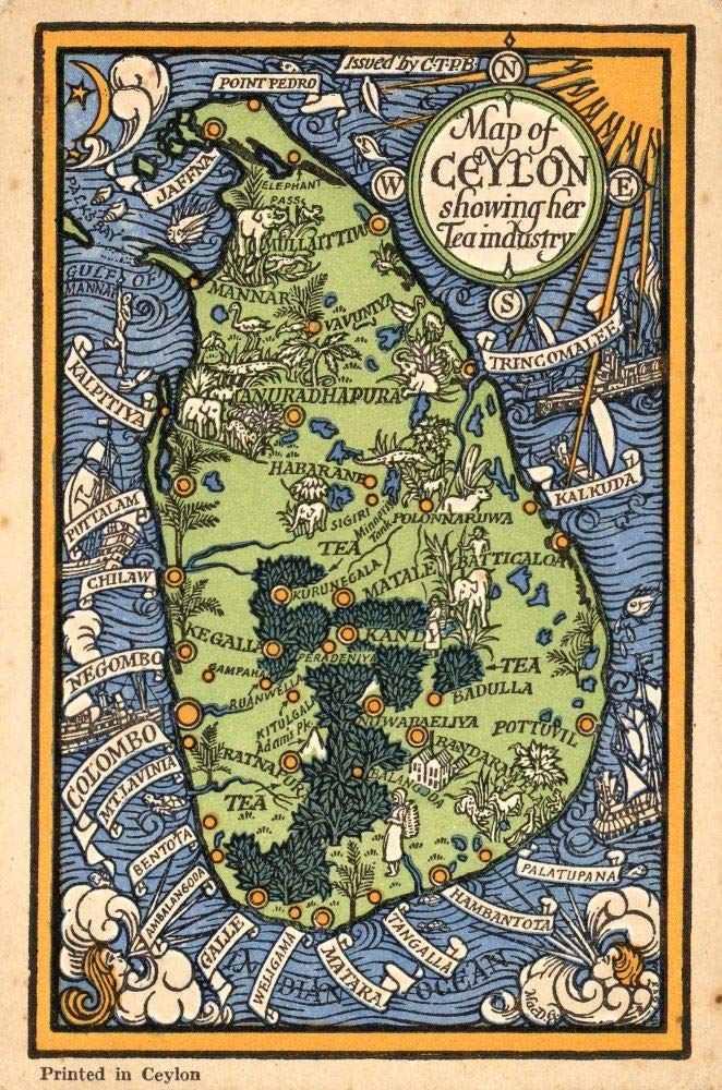1934 Map Of Sri Lanka Map Of Ceylon Showing Her | Desertcart Japan