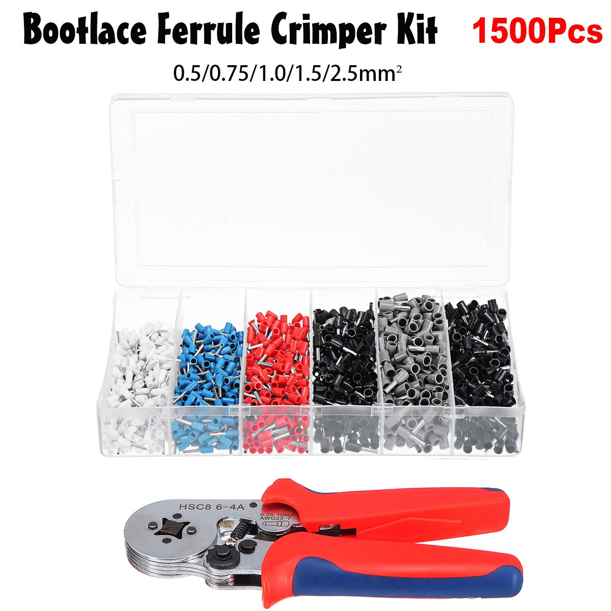 Buy '1500Pcs Wire Connector Terminal Bootlace Ferrule Crimper Kit with ...