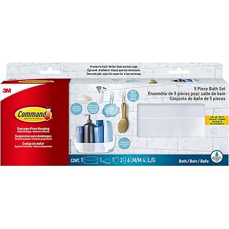 Amazon.com: Command Bathroom Accessories, 5 Piece Bathroom Organizer ...