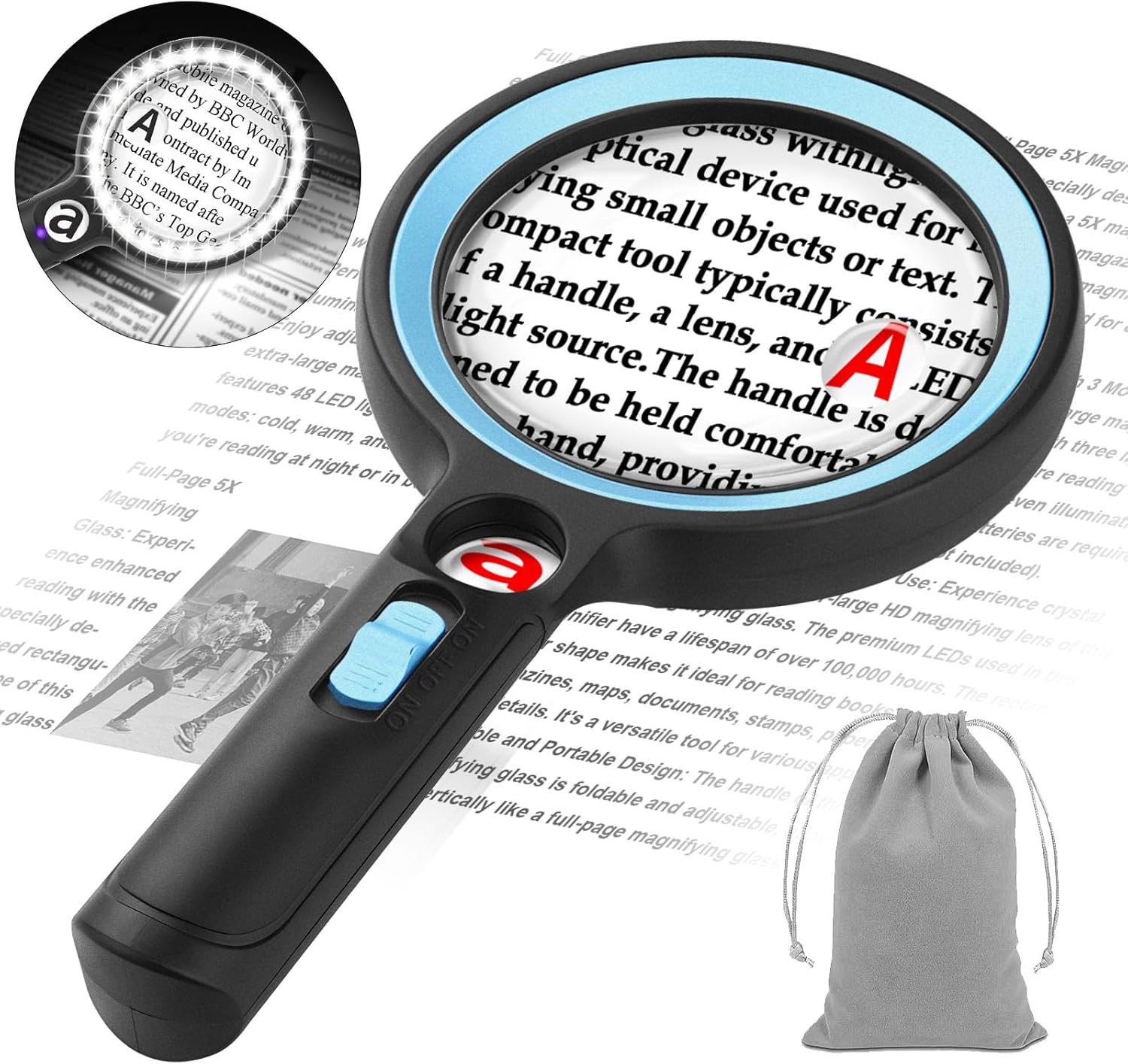 Amazon.com: HQGZQL Large 20X 13X 5X Magnifying Glass with Light ...