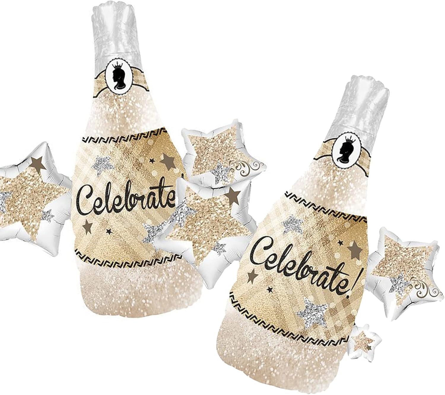 Amazon.com: 2Pcs Celebrate Champagne Balloons, Big Size Champagne Stars ...