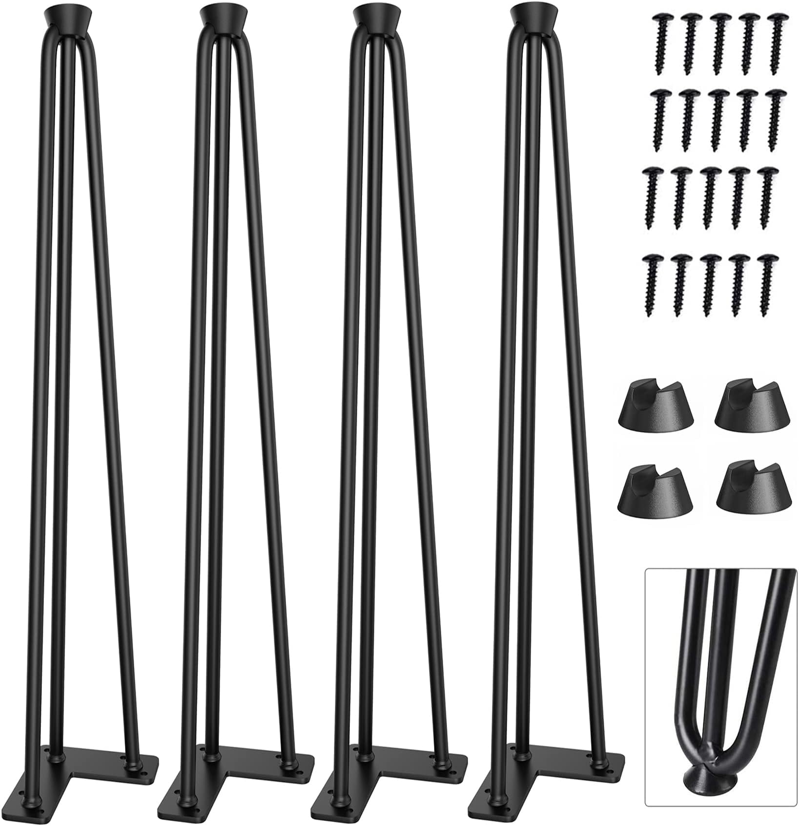 Amazon.com: 36 inch Hairpin Table Legs,Set of 4,3 Rods Heavy Duty DIY ...