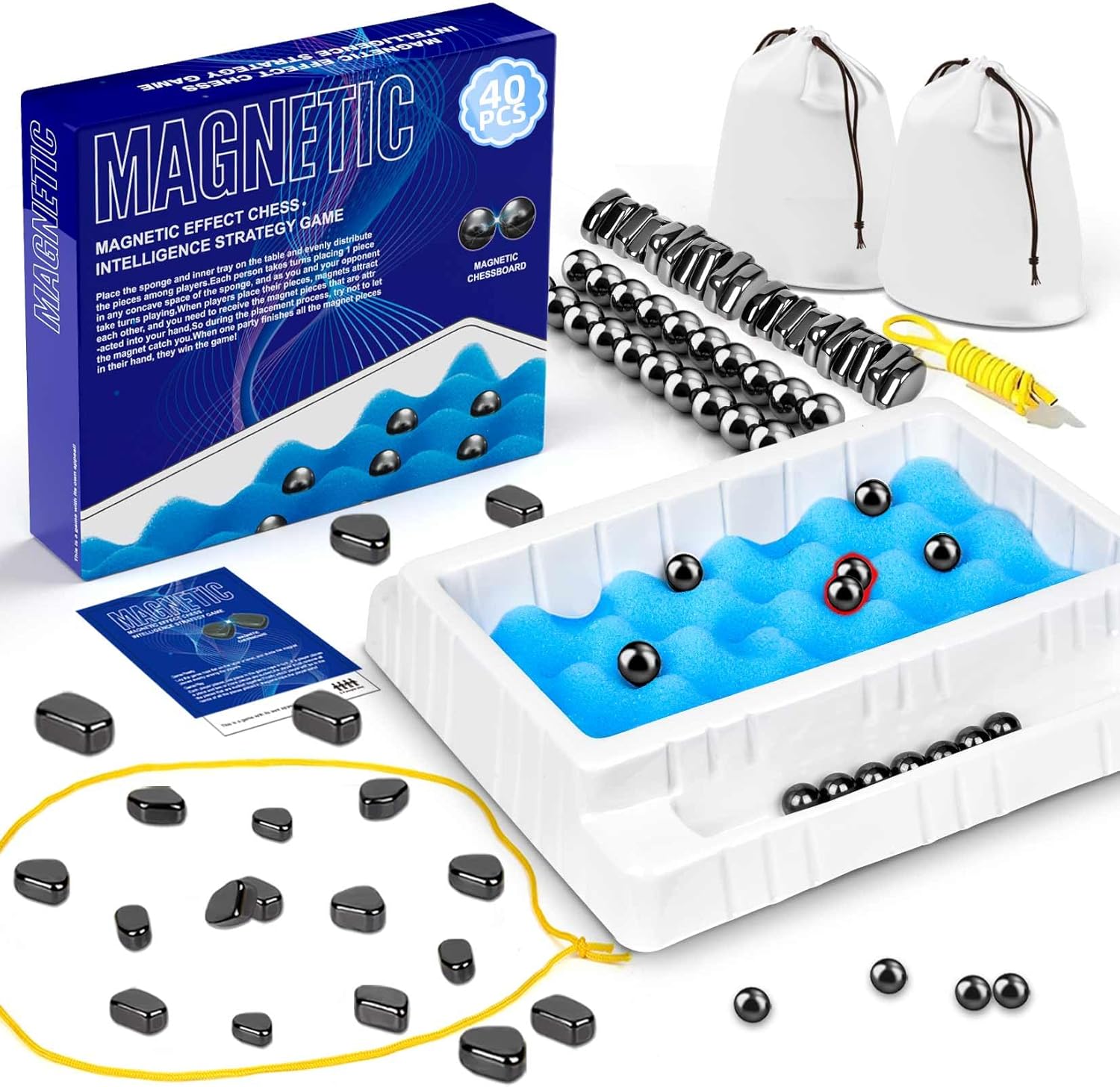 Juego de ajedrez magnético actualizado 2024 con 40 rocas, divertido ...