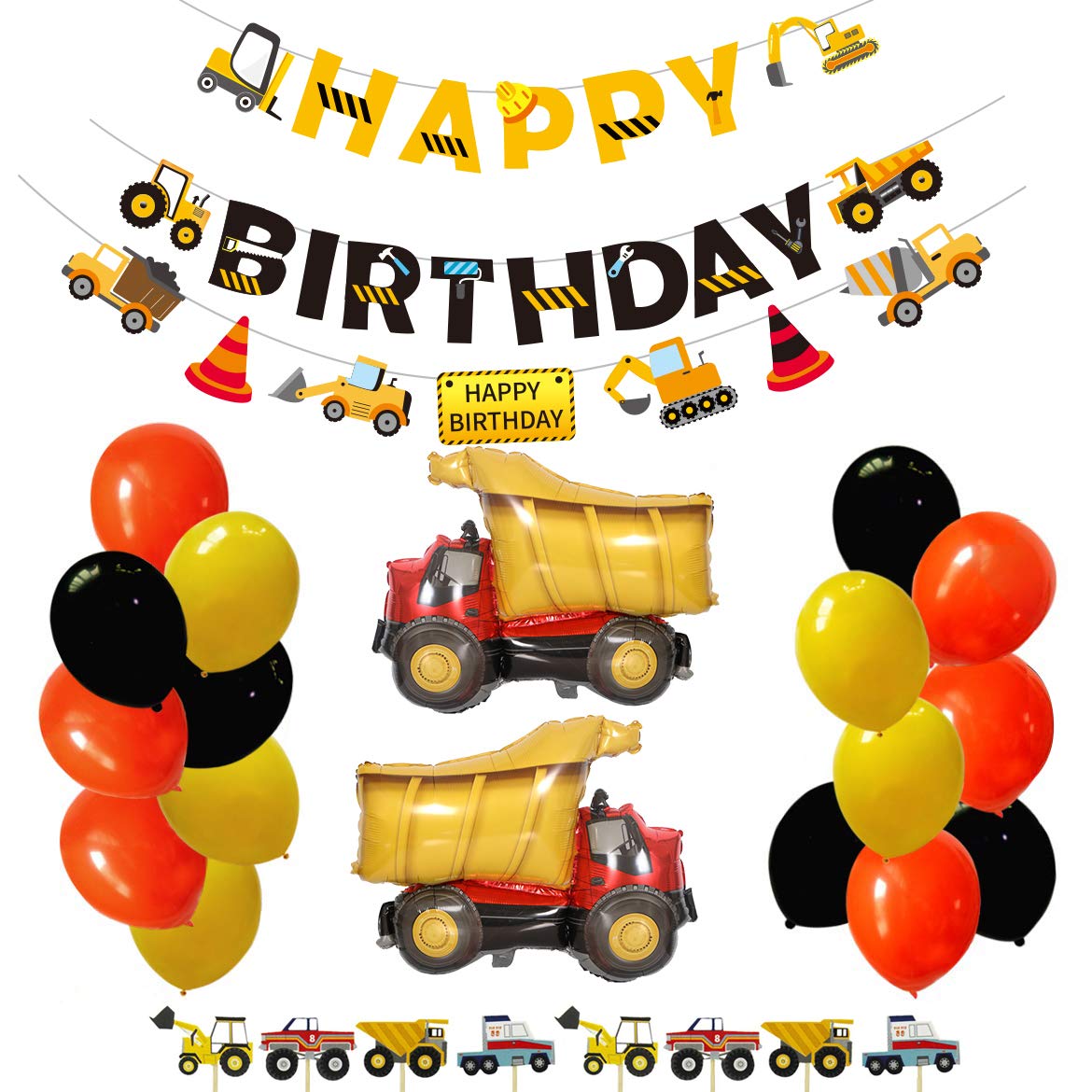 Buy Construction Truck Party Balloon -88 Pack Construction Theme Party ...