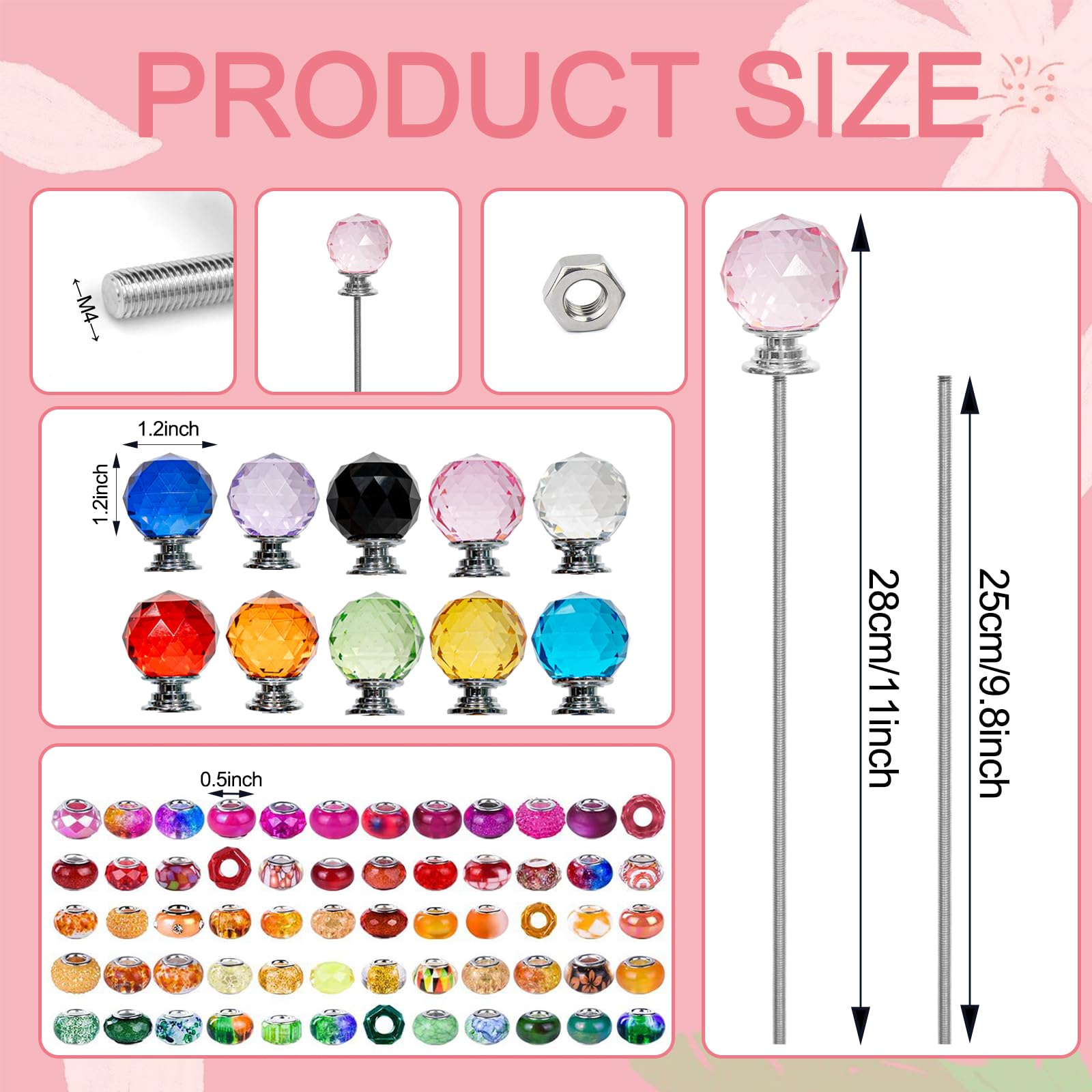Fairy Wand Beads ZSlactp 130Pcs DIY Fairy Wand Beaded Garden Stakes Kit ...