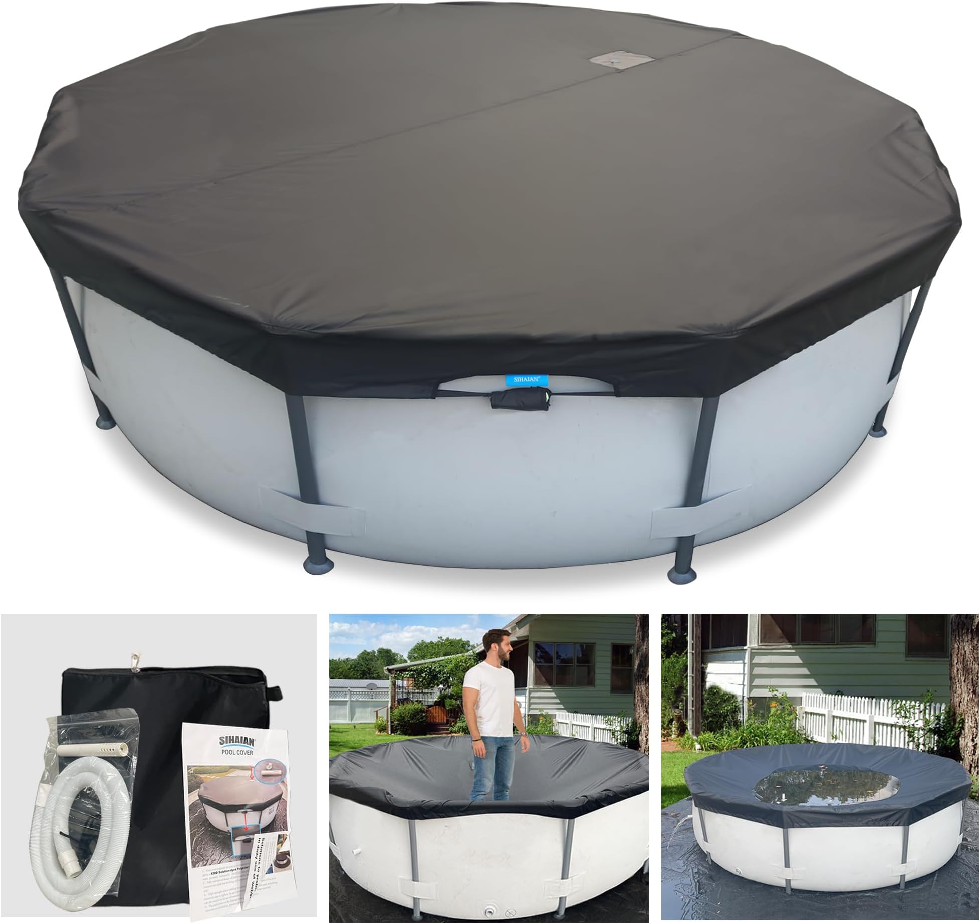 Amazon.com : Summer Waves Stay Off Pool Cover (16ft - 17ft, Gray ...